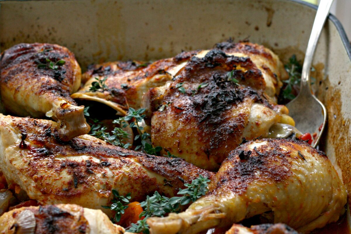 Basque Roast Chicken Recipe with Paprika and Peppers - Bridget's Green ...